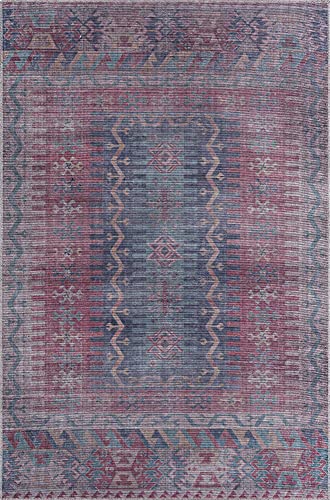 Rugs.com Sisu Collection Washable Rug – 5' x 8' Multi Flatweave Rug Perfect for Bedrooms, Dining Rooms, Living Rooms