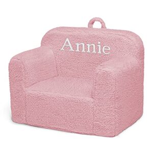 Delta Children Cozee Sherpa Chair – Customize with Name – Foam Kids Chair for Ages 18 Months and Up, Pink