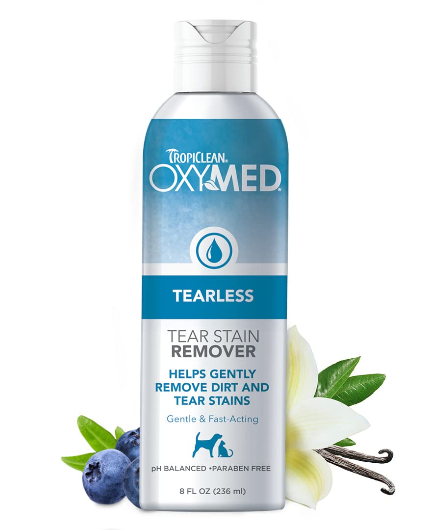 TropiClean Oxymed Tear Stain Remover for Dogs & Cats | Tearless Around The Eye Cleaner for Dogs & Cats 8 oz