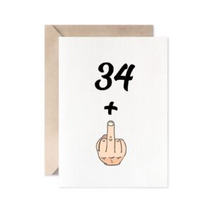 magjuche funny 35th birthday card, 34+1 women or men sweet 35 years old birthday gift joke card