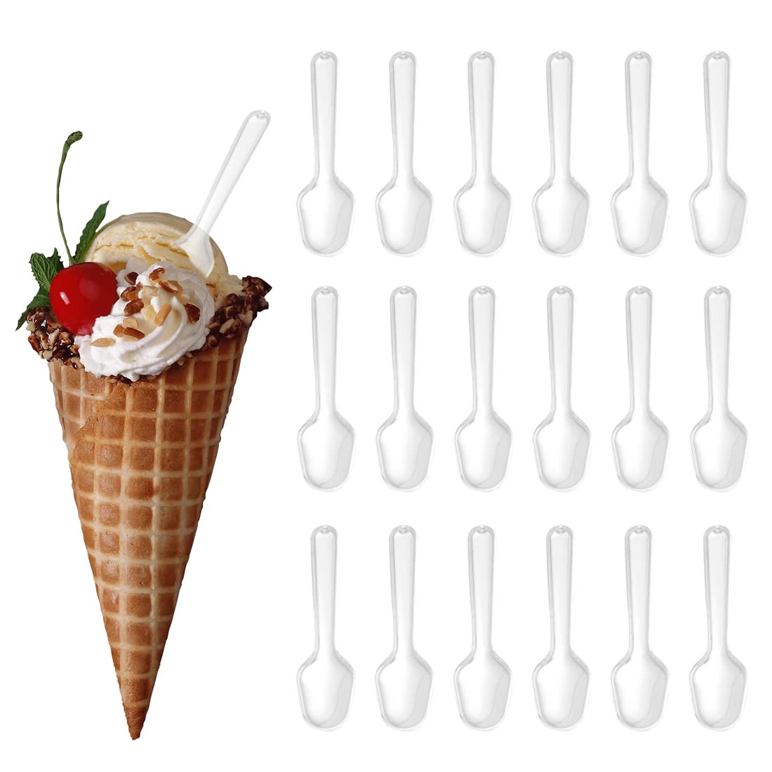 ericotry 500Pcs 7.5cm/3inch Mini Clear Mini Plastic Spoons Disposable Tasting Spoon Scoops for Dessert Ice Cream Appetizer Cake Spices Food Supply