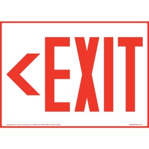 directional exit left exit sign - 12" x 8.5" permanent self adhesive vinyl with rounded corners for light-duty indoor and outdoor use - j. j. keller & associates