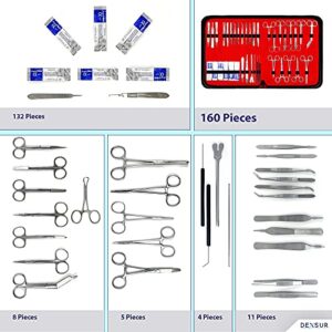 DEXSUR Professional Dissecting Kit Anatomy - 160 Piece Stainless Steel Biology Instruments Set for Medical & Veterinary Training