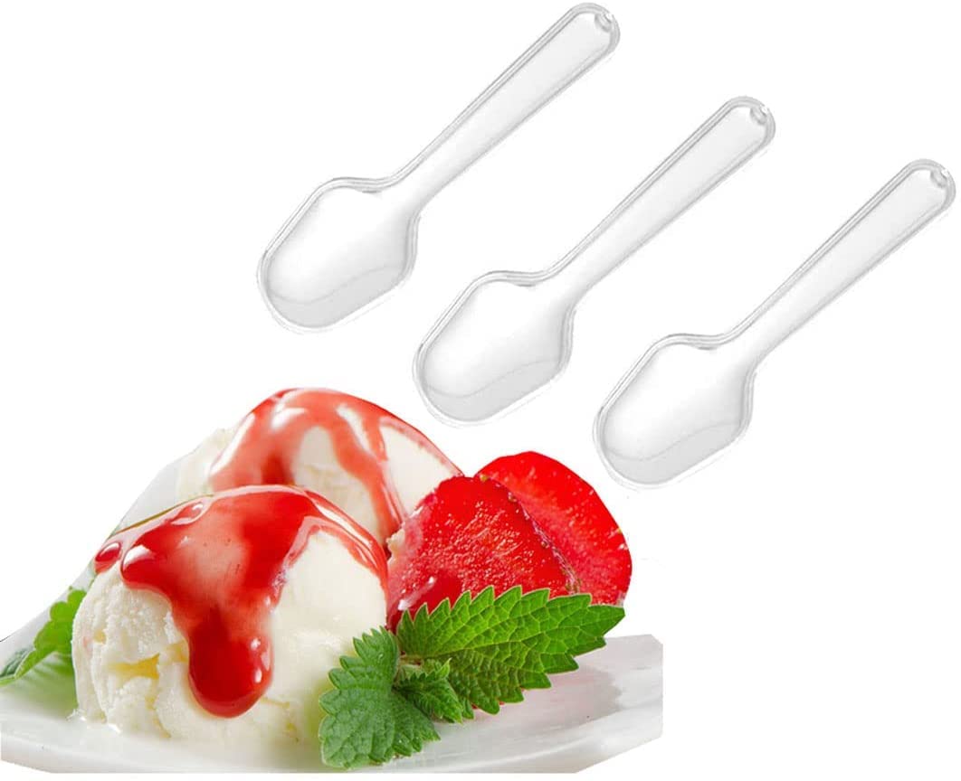 ericotry 500Pcs 7.5cm/3inch Mini Clear Mini Plastic Spoons Disposable Tasting Spoon Scoops for Dessert Ice Cream Appetizer Cake Spices Food Supply