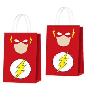 ynouu flash party bags superhero paper bags, contains 16 pcs paper bags,hero theme birthday party decorations and supplies