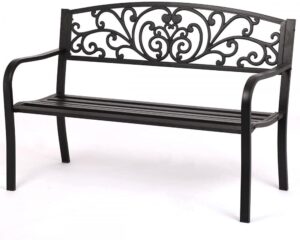 bestmassage with steel frame cast iron for backyard porch entryway outdoor park yard,black