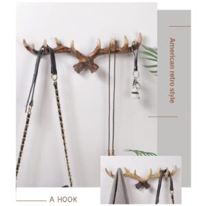 HY&GH Antlers Hook Wall Hooks/Hanger，Towel Hooks，Animal Shaped Hook，Resin Material Wall Home Decor，Deer Antler Holder 15.7" Long, 4.7" Tall and 1.57" deep 10 Hooks