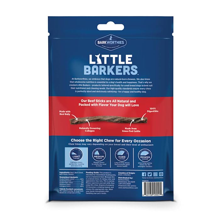 Barkworthies Little Barkers Beef Sticks with Collagen, 10-Pack