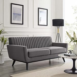 modway engage channel tufted performance velvet loveseat in gray