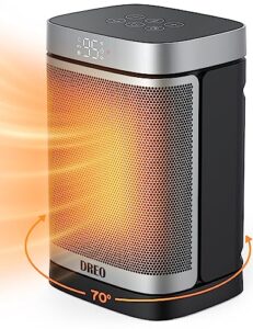 dreo 1500w space heater, 70° oscillating portable heater for indoor use, digital thermostat, 4 modes, 12h timer, personal electric heater ptc ceramic heater quick safety heating for home office