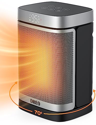 Dreo 1500W Space Heater, 70° Oscillating Portable Heater for Indoor Use, Digital Thermostat, 4 Modes, 12h Timer, Personal Electric Heater PTC Ceramic Heater Quick Safety Heating for Home Office