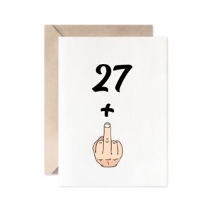 magjuche funny 28th birthday card, 27+1 women or men sweet 28 years old birthday gift joke card