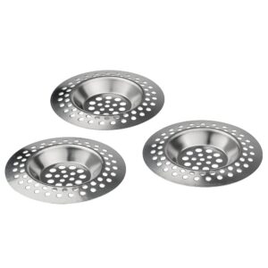 stainless steel drain hair catcher, bathtub drain catcher, kitchen sink strainer, kitchen drain catcher, bathroom sink strainer, shower drain catcher, 3 inch hair catcher (pack of 3)