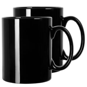 showfull large coffee mugs, 22 oz(650ml) extra coffee mug set of 2, smooth ceramic boss cups, big capacity and large handle, for dad men, black