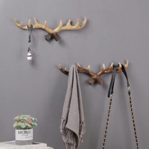 HY&GH Antlers Hook Wall Hooks/Hanger，Towel Hooks，Animal Shaped Hook，Resin Material Wall Home Decor，Deer Antler Holder 15.7" Long, 4.7" Tall and 1.57" deep 10 Hooks