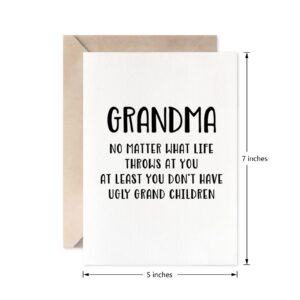 MAGJUCHE Funny Birthday Card For Grandma, Don’t Have Ugly Grand Children, Mother’s Day, Christmas Gift From Grandson, Granddaughter