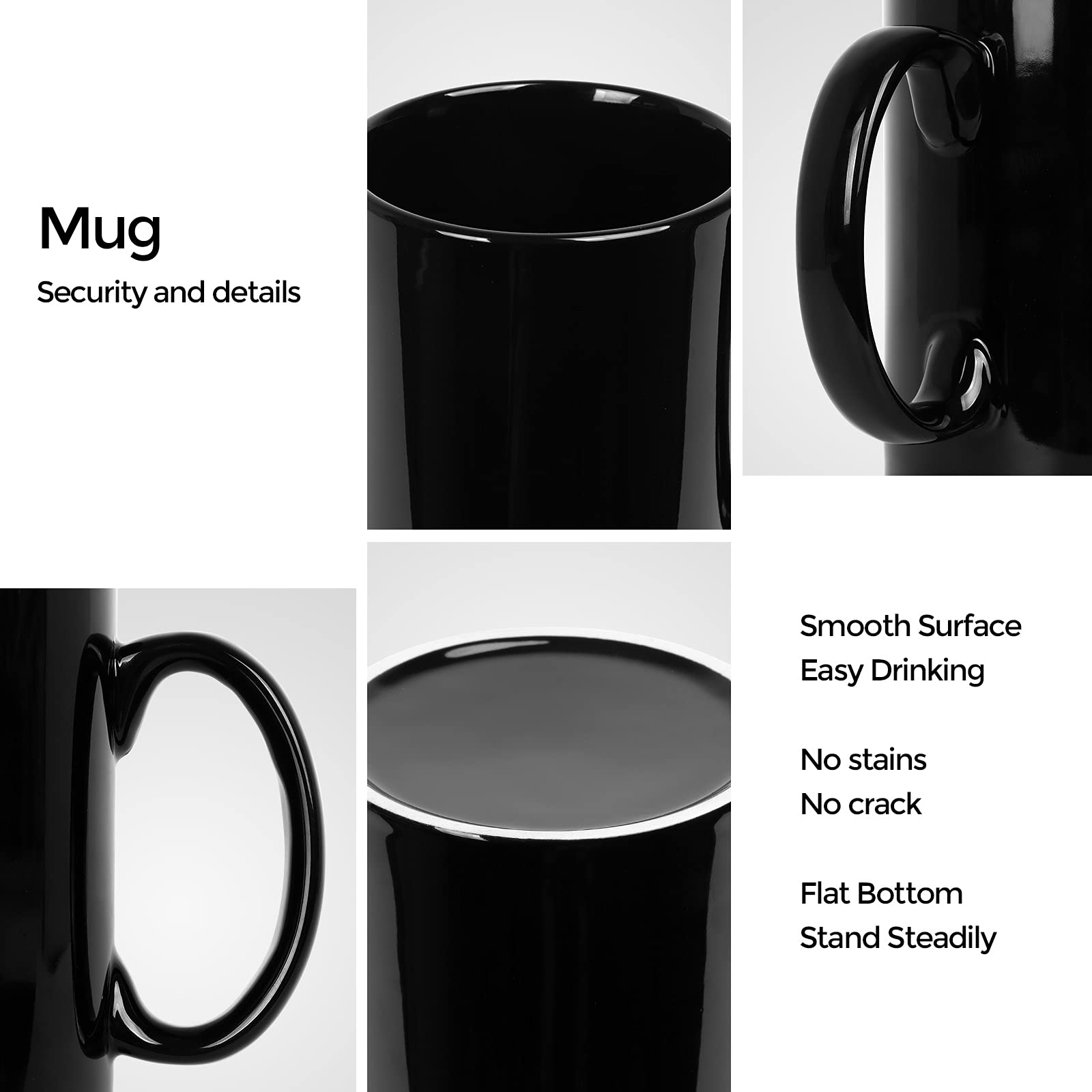 SHOWFULL Large Coffee Mugs, 22 OZ(650ml) Extra Coffee Mug Set of 2, Smooth Ceramic Boss Cups, Big Capacity and Large Handle, for Dad Men, Black