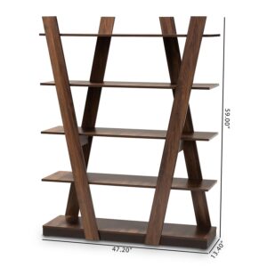 Baxton Studio Michio 5-Shelf 61-inch H Display Shelf, Walnut (168-10767-HiT)