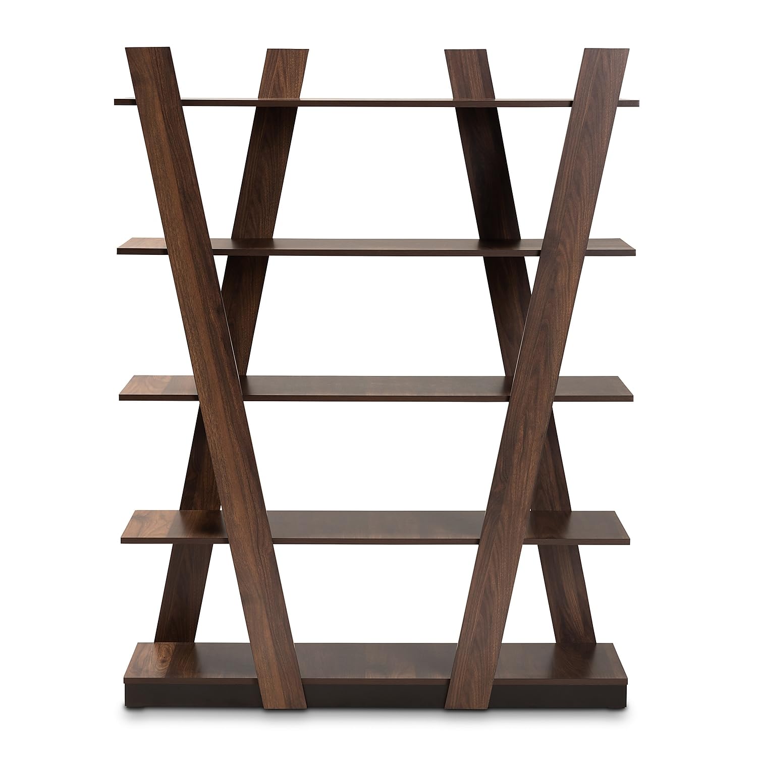 Baxton Studio Michio 5-Shelf 61-inch H Display Shelf, Walnut (168-10767-HiT)