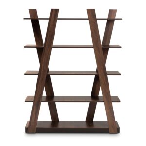 Baxton Studio Michio 5-Shelf 61-inch H Display Shelf, Walnut (168-10767-HiT)