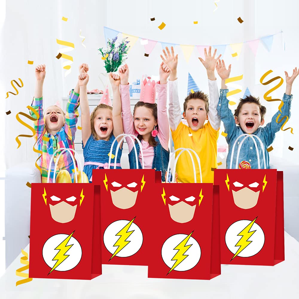 YNOUU Flash Party Bags superhero paper bags, Contains 16 pcs Paper Bags,Hero Theme Birthday Party Decorations and Supplies