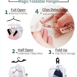 Pansyling 12 Piece Foldable Travel Hangers with Clips Folding Travel Hangers for Cruise Portable Folding Clothes Hangers Collapsible Coat Hanger for Pants Socks Underwear Drying Rack