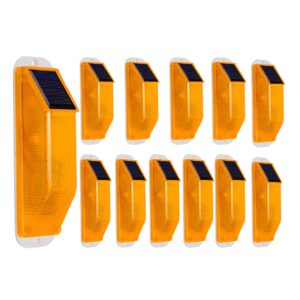 Solar Strobe Warning Light: Sensitive Strobe LED Warning Lamp Super Bright IP65 Waterproof Wireless Light Control for Construction Traffic Balusters Driveways Bridge Dock Marine (Yellow, 12-PCS)