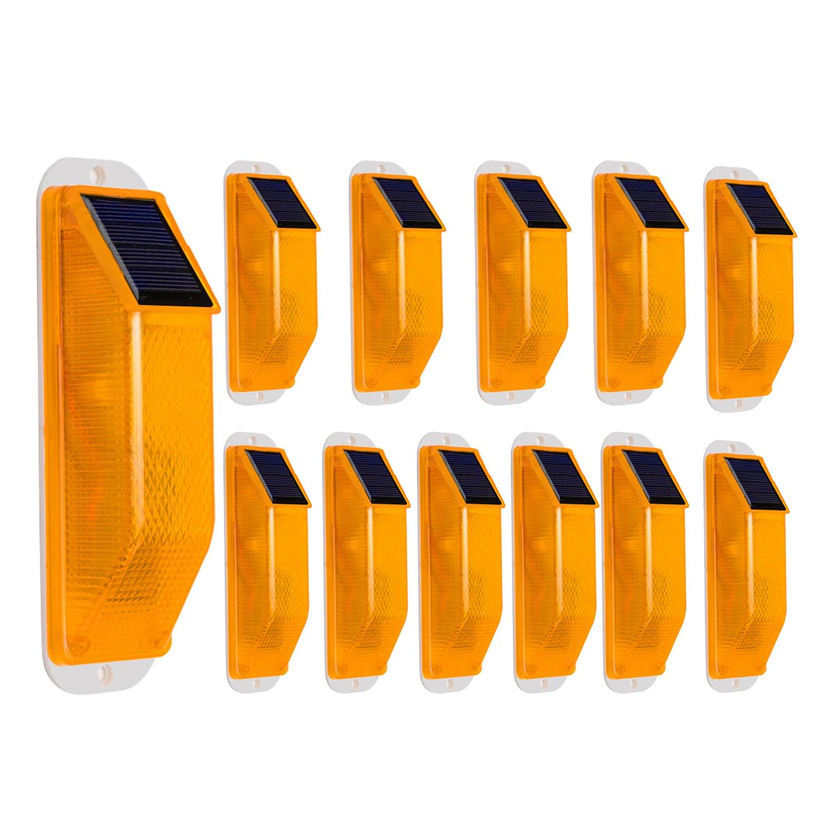 Solar Strobe Warning Light: Sensitive Strobe LED Warning Lamp Super Bright IP65 Waterproof Wireless Light Control for Construction Traffic Balusters Driveways Bridge Dock Marine (Yellow, 12-PCS)