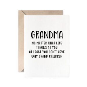 magjuche funny birthday card for grandma, don’t have ugly grand children, mother’s day, christmas gift from grandson, granddaughter