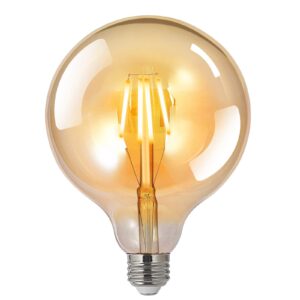 led bulbs 60 watt equivalent, 2 pack 6w g125 led globe bulbs, antique vintage light bulbs amber, e26 led edison light bulb, 2700k 800lm warm white, e26 standard base, non-dimmable