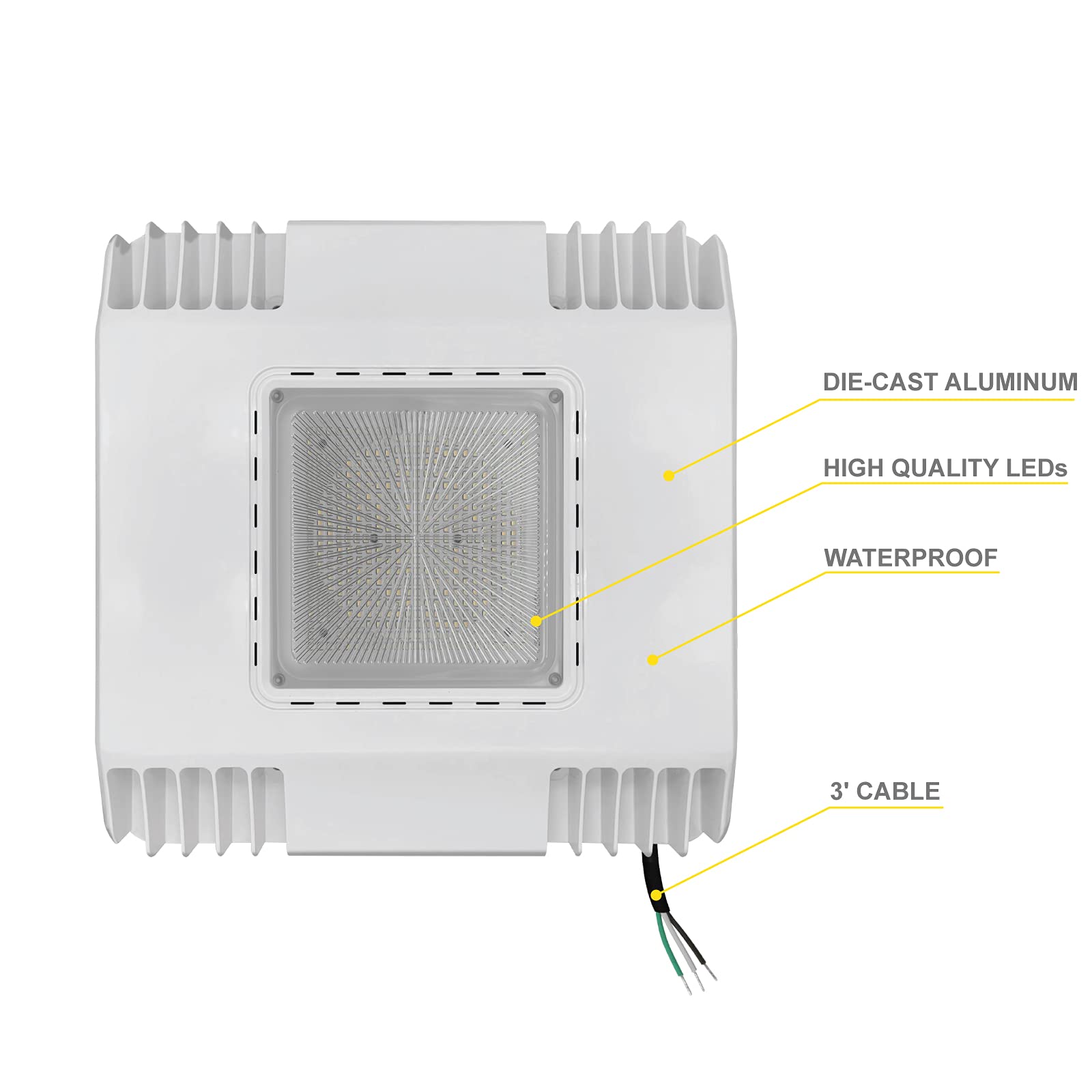 NUWATT LED Waterproof Canopy Gas Station Light Fixture 150W, Ultra Bright Daylight 5000K, 18000 Lumens, Internal Driver, Outdoor High Bay Garage Carport 120-277V DLC Listed