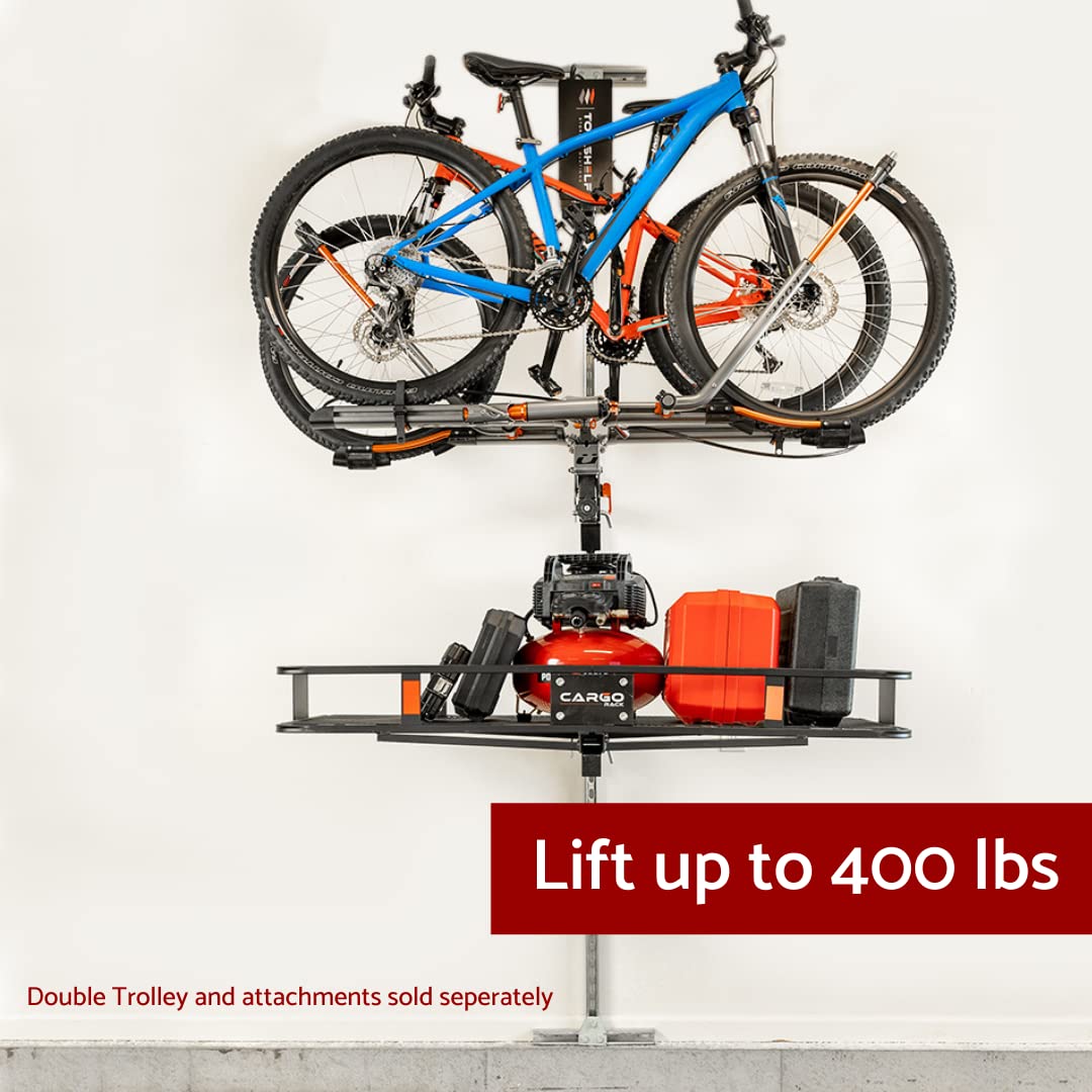 TOP SHELF Motorized Overhead Garage Storage System - Electric Lift Storage Rack Compatible with 2” Hitch-Mounted Attachments - Cargo Carrier, Kayak & SUP Storage, Bike Storage The Lift 400-12ft