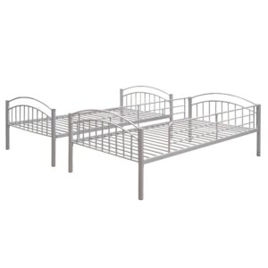 Twin Over Twin Metal Bunk Beds, Convertible Bunk Bed Divided into Two Beds for Kids Boys Girls Teens, Silver