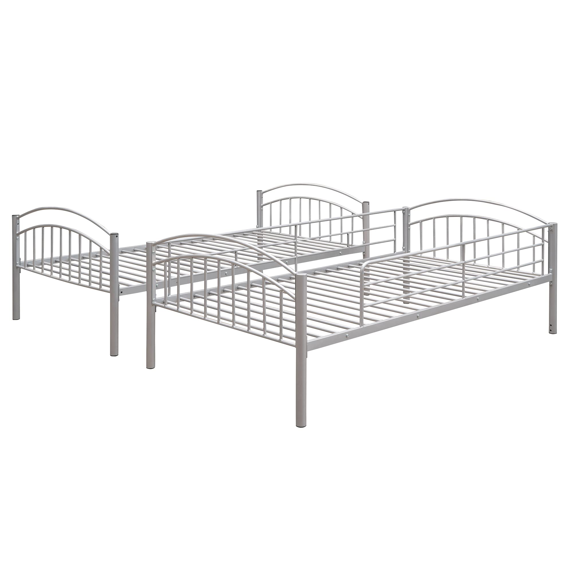 Twin Over Twin Metal Bunk Beds, Convertible Bunk Bed Divided into Two Beds for Kids Boys Girls Teens, Silver