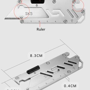 KUNSON Stainless Steel Pocket Utility Knife, Portable EDC Retractable Box Cutter for Cartons, Cardboard and Boxes, Quick-Change Blade, Safety Lock Design, Extra 5 Blades Included