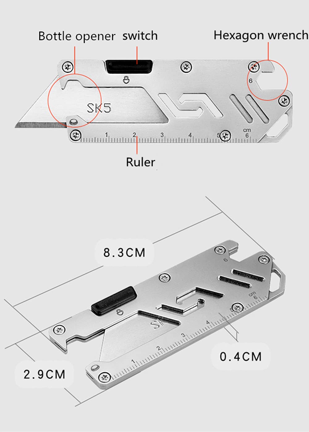 KUNSON Stainless Steel Pocket Utility Knife, Portable EDC Retractable Box Cutter for Cartons, Cardboard and Boxes, Quick-Change Blade, Safety Lock Design, Extra 5 Blades Included