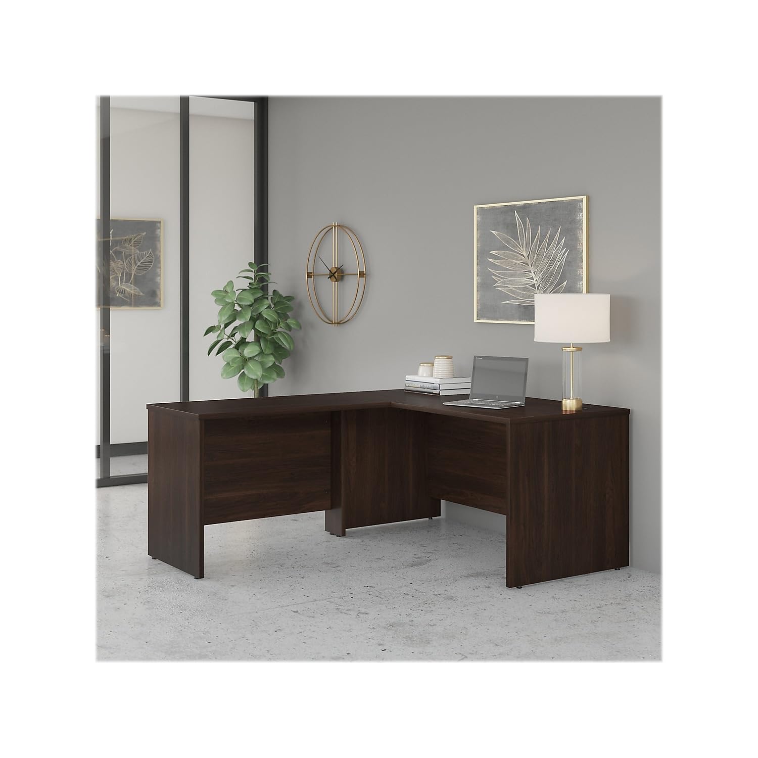 Bush Business Furniture Studio C 60-inch W L Shaped Desk with 42-inch W Return Bundle, Black Walnut (STC050BW)