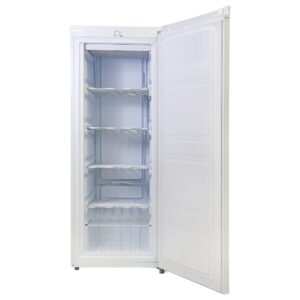 koolatron small upright freezer 5.3 cu ft compact mini freezer stand up freezer space-saving deep freezer manual defrost reversible door perfect for home apartment condo cottage