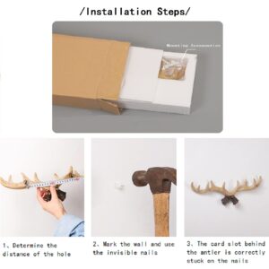 HY&GH Antlers Hook Wall Hooks/Hanger，Towel Hooks，Animal Shaped Hook，Resin Material Wall Home Decor，Deer Antler Holder 15.7" Long, 4.7" Tall and 1.57" deep 10 Hooks