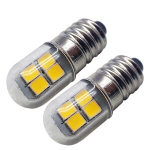 ruiandsion e10 led bulb 4.5v-6v screw base led bulb 2835 8smd chips yellow upgrade for flashlights torch lights (pack of 2)