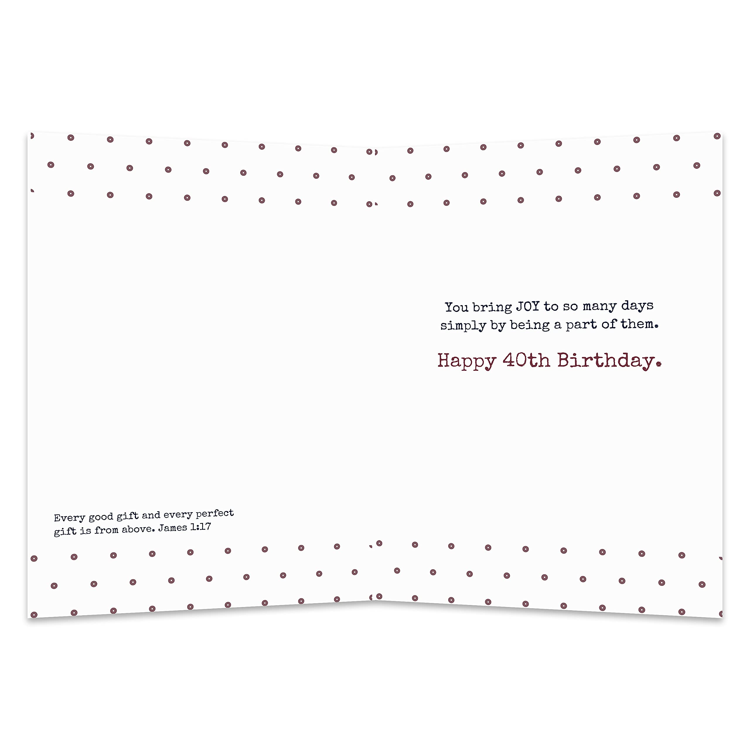 Christian 40th Birthday Card, Happy Birthday Card for 40th Christian Birthday (Single Card)