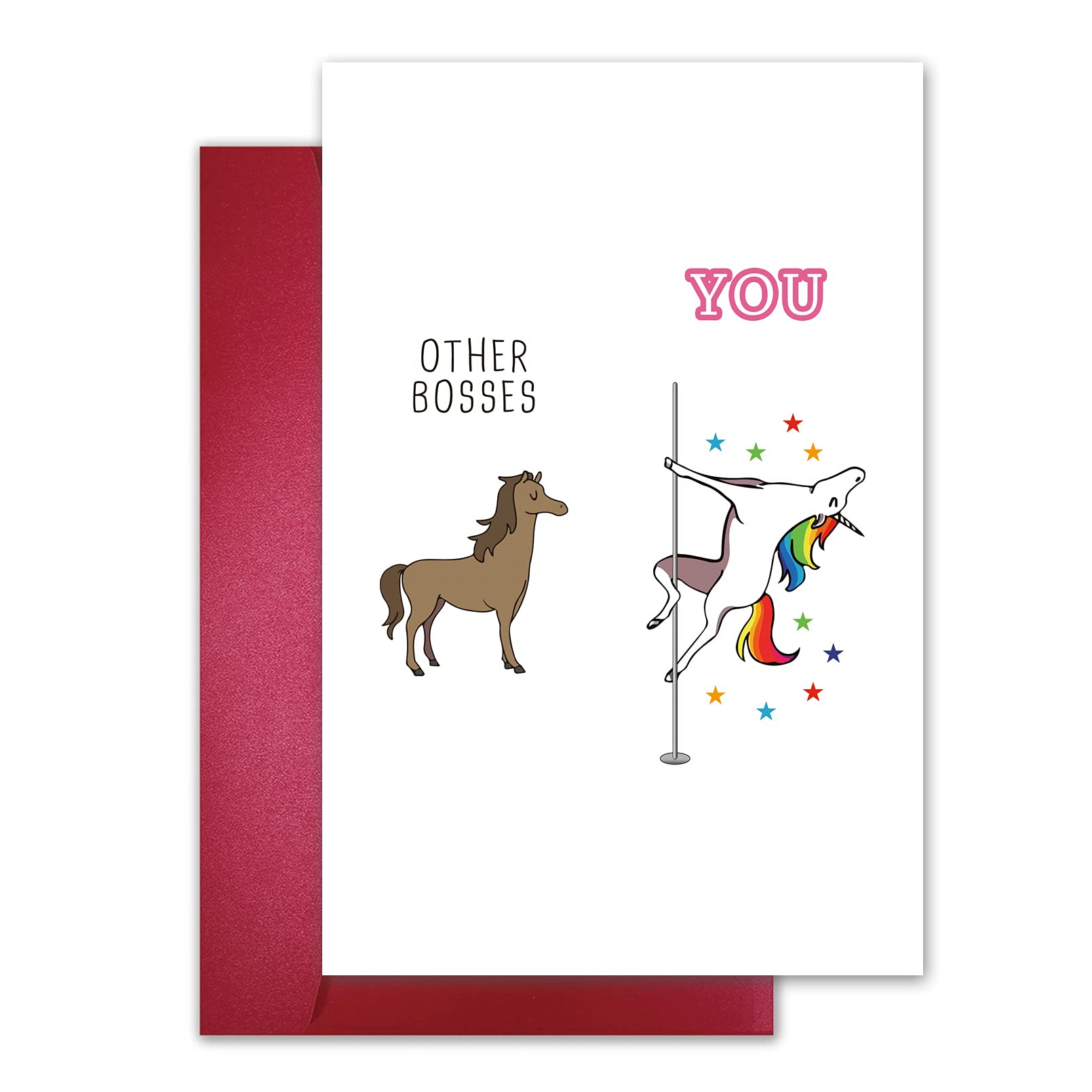 Chomerry Birthday Card for Boss, Boss Day Card, Funny Unicorn Card for Boss, Hilarious Card for Boss