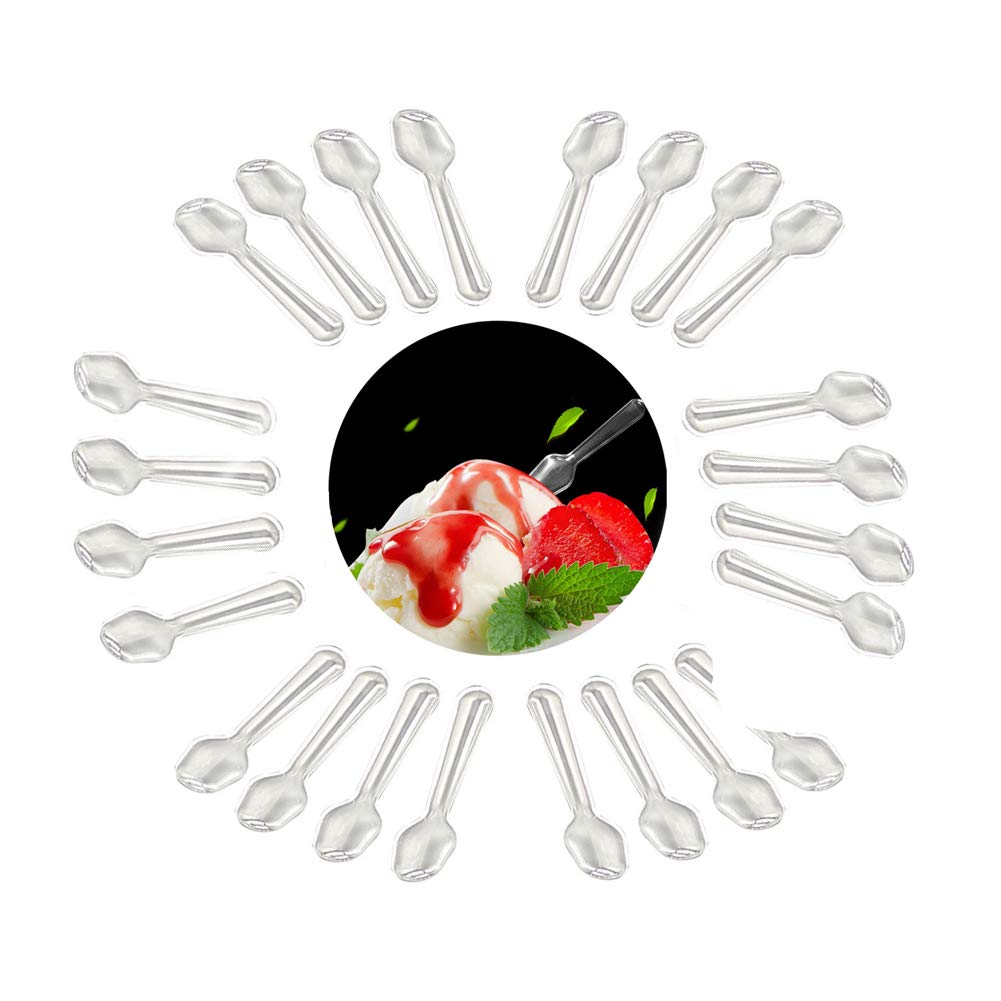 ericotry 500Pcs 7.5cm/3inch Mini Clear Mini Plastic Spoons Disposable Tasting Spoon Scoops for Dessert Ice Cream Appetizer Cake Spices Food Supply