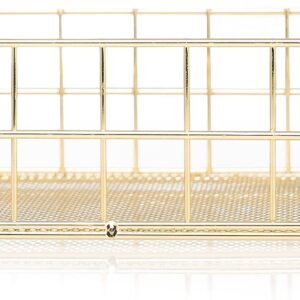 Set of 2 Nested Classic Gold Mesh Wire Basket Trays for Storage and Organizing (Medium: 9.6” X 6.4”; Small: 6.7" ×4.7")