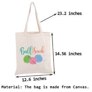 PWHAOO Knitting Project Bag My Ball Sack Knitting Humor Gift Yarn Bag Knitting Bag Mothers Day Gift (Ball Sack Tote B)