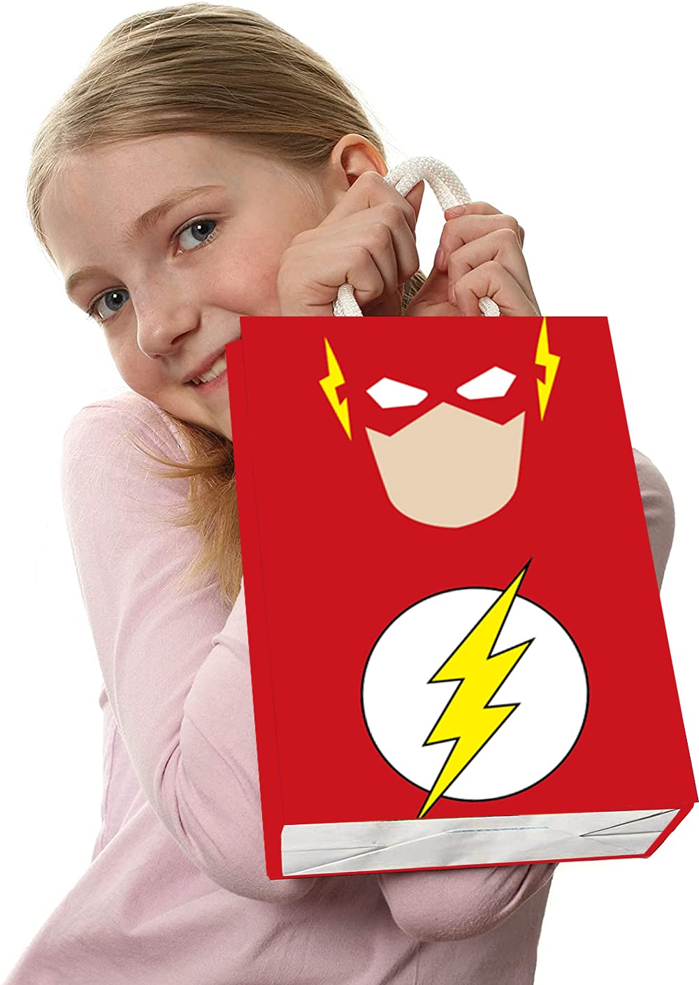 YNOUU Flash Party Bags superhero paper bags, Contains 16 pcs Paper Bags,Hero Theme Birthday Party Decorations and Supplies