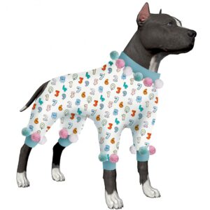 lovinpet dog jammies large dogs, uv & post operative protection, 4 legged high collar dog onesies,lightweight stretchable hippo, bird, tortoise prints large dog pajamas as base shirt for dog dresses l