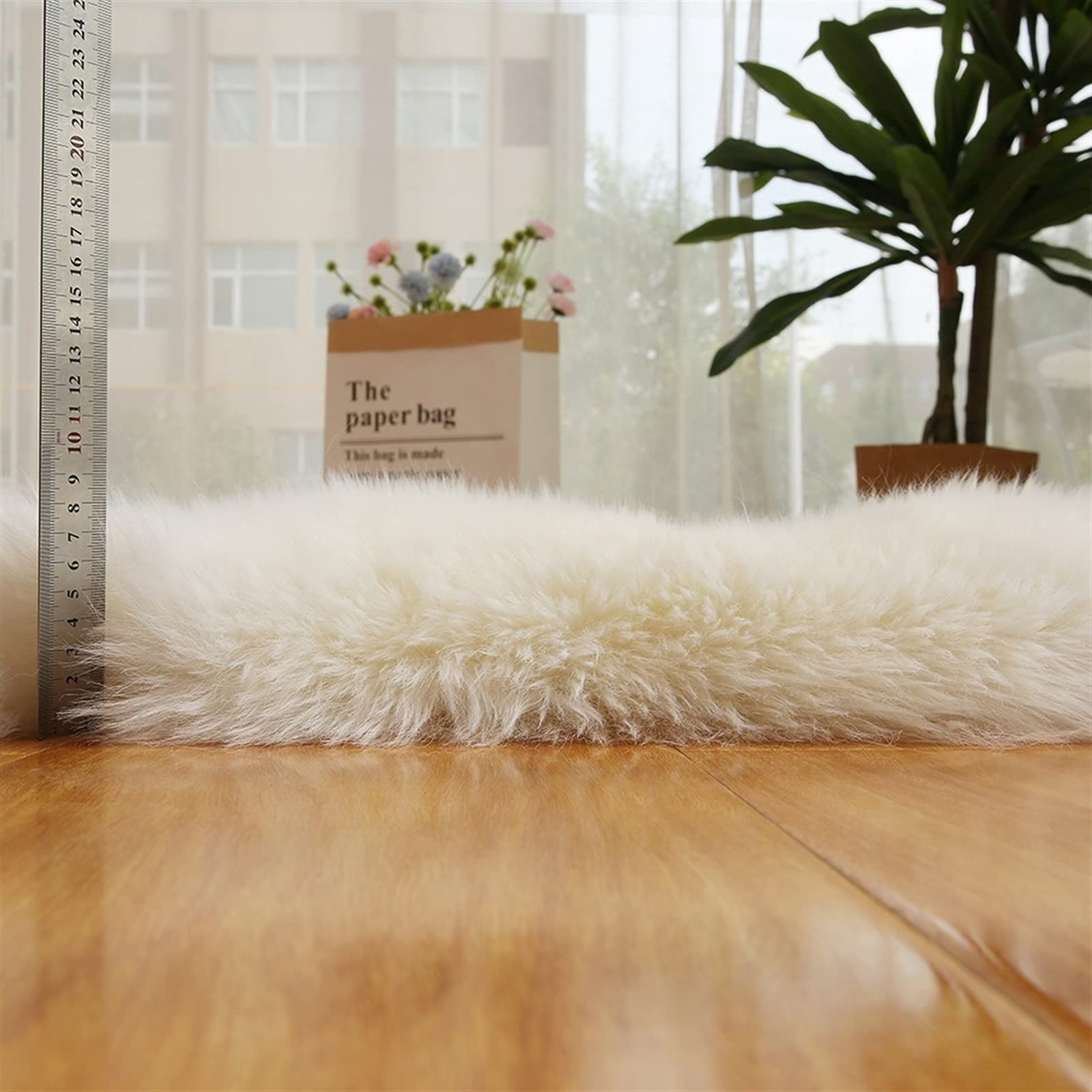 Altlue Real Genuine Sheepskin Rug Natural Fur Rug Sheep Skin Rug Full Sheepskin Rugs Authentic Sheepskin Throw Sheepskin Seat Covers for Chairs Sheepskin Seat Pad Cushion White (2.3X3.28 ft)