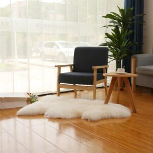 Altlue Real Genuine Sheepskin Rug Natural Fur Rug Sheep Skin Rug Full Sheepskin Rugs Authentic Sheepskin Throw Sheepskin Seat Covers for Chairs Sheepskin Seat Pad Cushion White (2.3X3.28 ft)