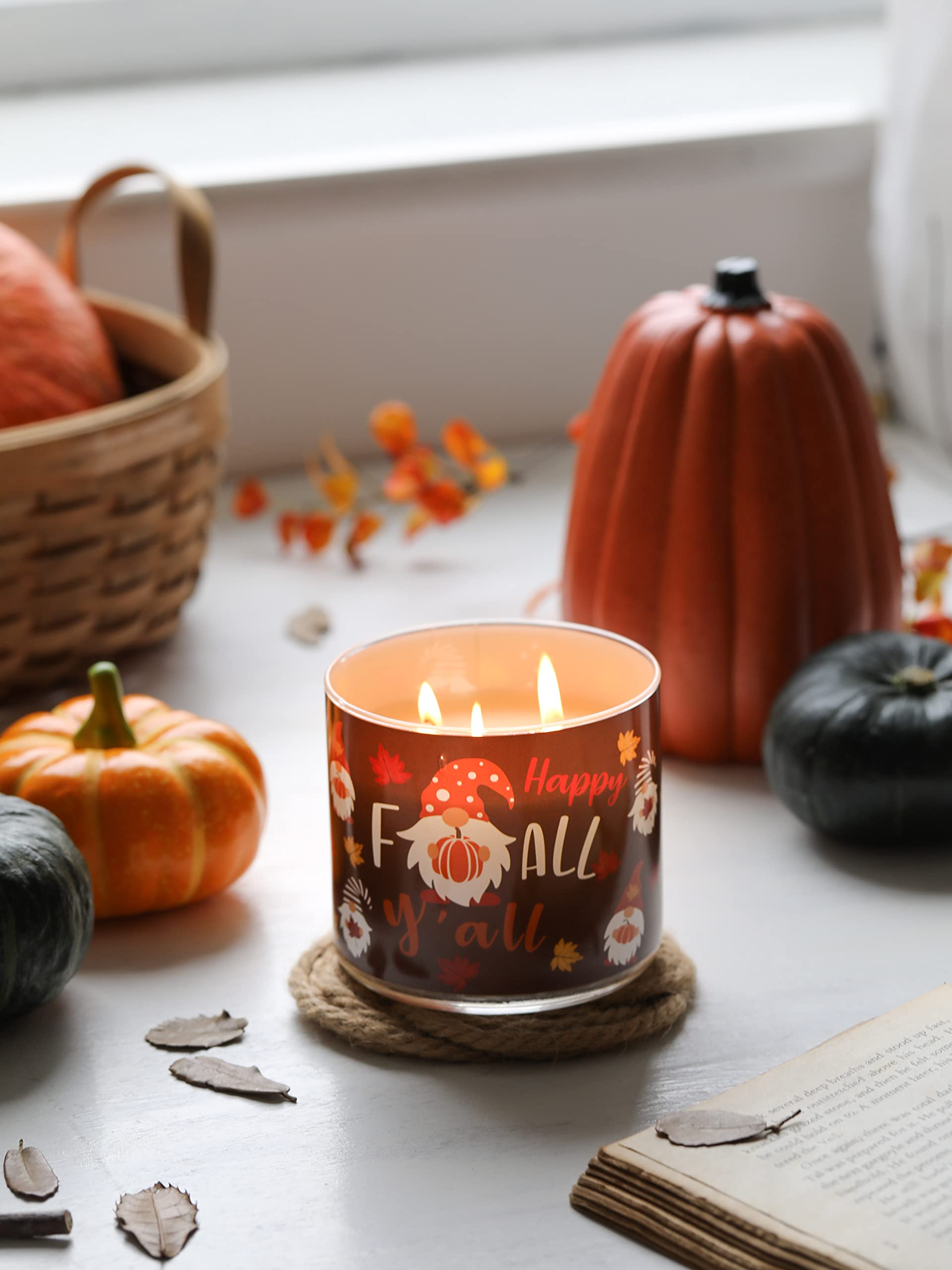 Fall Candle,Pumpkin Spice Candle, Pumpkin Scented Candle，Autumn Large 3 Wicks for Home Decor, 14 oz